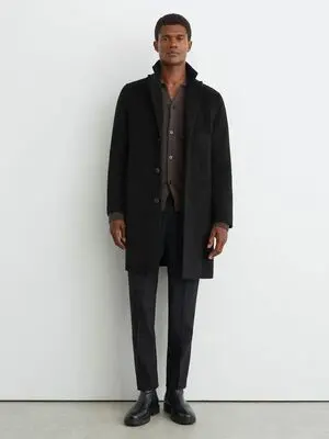 REISS Knight Wool-blend Single-breasted Coat - Black