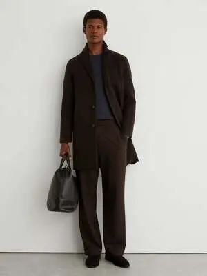 REISS Knight Wool-blend Single-breasted Epsom Coat Dark Brown