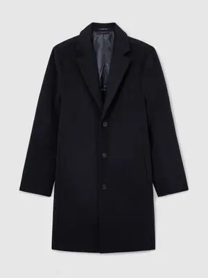 REISS Knight Wool-blend Single-breasted Epsom Coat - Navy