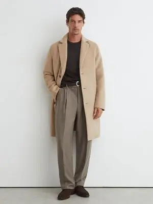 REISS Knight Wool-blend Single-breasted Epsom Coat Oatmeal
