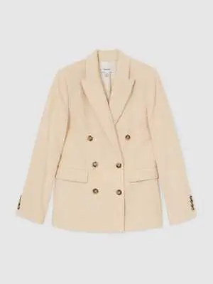 REISS Sadie Petite Cotton Corduroy Double-breasted Blazer