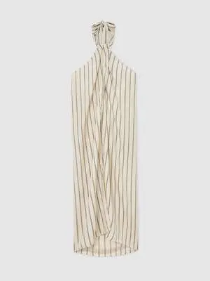 REISS Isabella Halterneck Stripe Split-front Resort Top