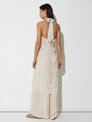 REISS Isabella Halterneck Stripe Split-front Resort Top