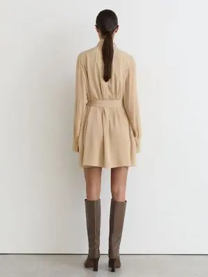 REISS Iman Tie-neck Belted Mini Dress