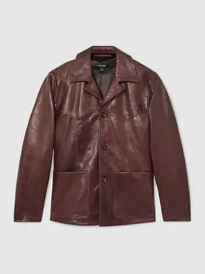 REISS Varlan Burnished-leather Button-through Jacket