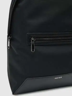 REISS Allen Woven Zipped Backpack - Black