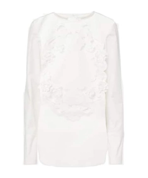 Oscar De La Renta Embroidered Cotton Blouse - White
