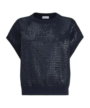 Brunello Cucinelli Dazzling Check-pattern Top
