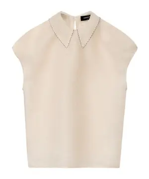 Fabiana Filippi Sleeveless Collared Sheer Top
