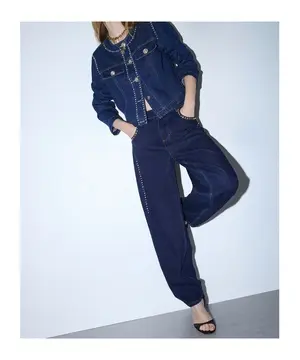 Liu Jo High-waisted Straight Leg Jeans With Rhinestone Embellishments