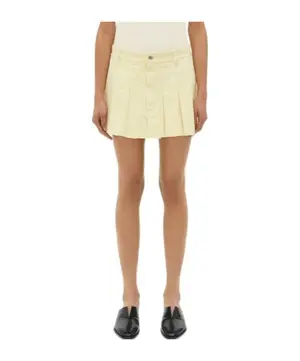 Bottega Veneta Wash Denim Pleated Mini Skirt - Yellow