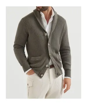Brunello Cucinelli Malfilé Cotton English Rib Cardigan - Military