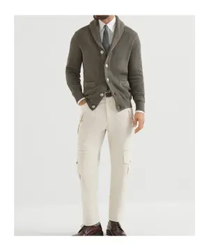 Brunello Cucinelli Malfilé Cotton English Rib Cardigan - Military