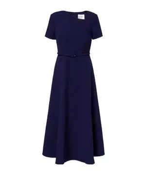 Roland Mouret Asymmetric Belted Crêpe Midi Dress - Black
