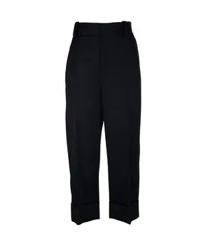 Bottega Veneta Straight-leg Cropped Wool Trousers - Black