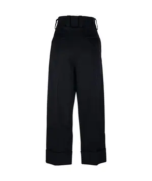 Bottega Veneta Cropped Wool Trousers With Belt Detail