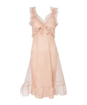 Alessandra Rich Ruffled Silk Organza Slip Dress - Rosy