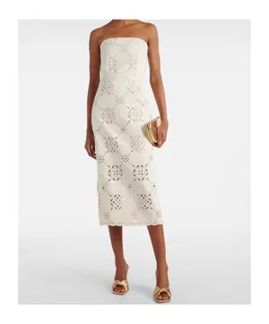 Veronica Beard Nettia Embroidered Cotton Midi Dress