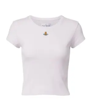 VIVIENNE WESTWOOD Peru Cropped Cotton-blend Jersey T-shirt - White