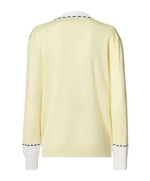 Fendi Wool And Silk Yarn Jumper With V-neck And Ribbed Embellishments