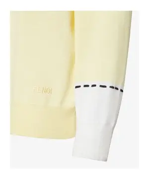 Fendi Wool And Silk Yarn Jumper With V-neck And Ribbed Embellishments