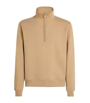 Sandro Cotton Half-zip Sweatshirt - Brown