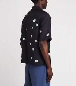 Sandro Flocked Floral Short-sleeve Shirt - Blue