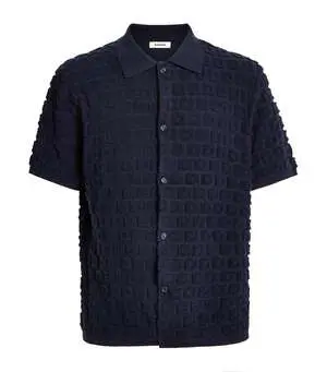 Sandro Terry Knit Jacqaurd Short-sleeve Shirt