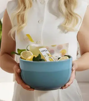 VILLEROY & BOCH Porcelain Perlemor Aqua Serving Bowl - Blue