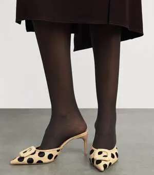 MALONE SOULIERS Raffia Polka-dot Mona Mules 70