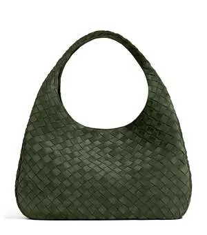 Bottega Veneta Large Suede Campana Shoulder Bag - Green