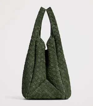 Bottega Veneta Large Suede Shoulder Bag - Green
