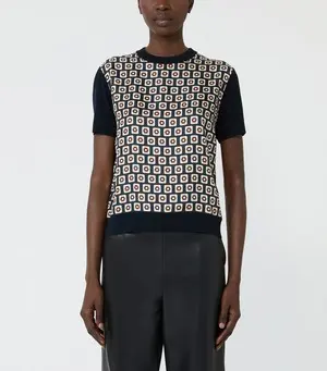 Max Mara Wool-silk Geometric T-shirt