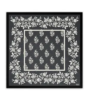Max Mara Silk Floral Print Scarf - Navy