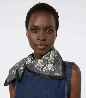 Max Mara Silk Floral Print Scarf