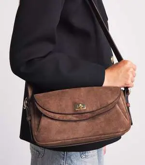 Sandro Suede Le Mambo Shoulder Bag