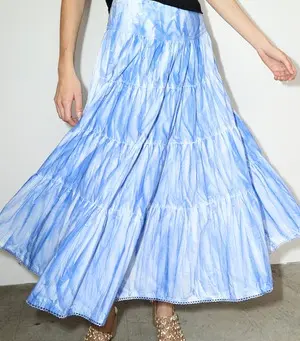 Max & Co. Tiered Midi Skirt With Tie-dye Print