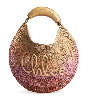 Chloé Raffia Gradient Summer Banana Shoulder Bag - Brown