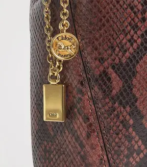 Chloé Small Snakeskin-effect Spin Tote Bag