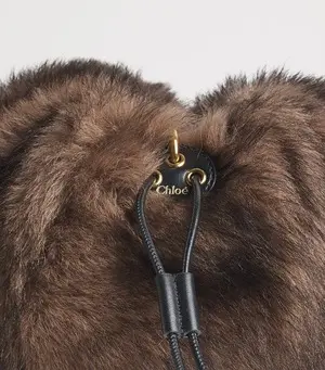 Chloé Shearling Plissé Shoulder Bag