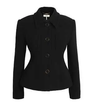 Chloé Wool-blend Fitted Tailored Jacket - Black