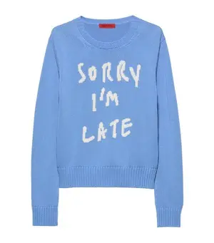 Max & Co. Cotton Slogan Sweater - Blue