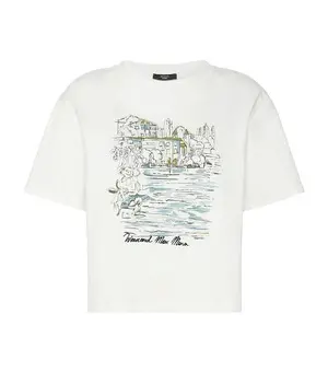 Max Mara Cotton Lake Print T-shirt - White