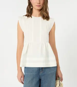 Max Mara Pure Cotton Flared Blouse - White