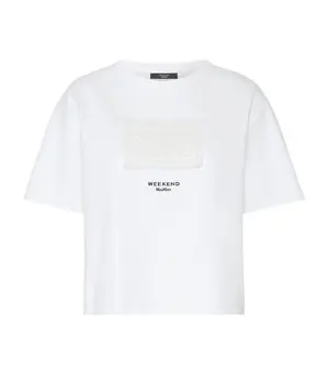 Max Mara Cotton T-shirt With Lace Appliqu