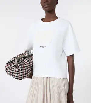 Max Mara Cotton T-shirt With Lace Appliqu