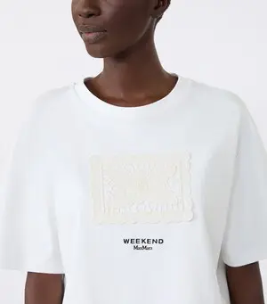 Max Mara Cotton T-shirt With Lace Appliqu