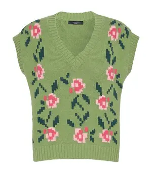 Max Mara Floral Knitted Sweater Vest - Green