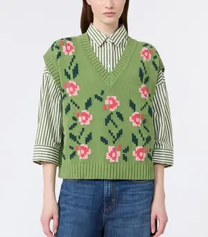 Max Mara Floral Knitted Sweater Vest