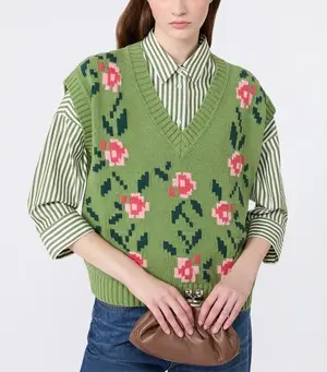 Max Mara Floral Knitted Sweater Vest